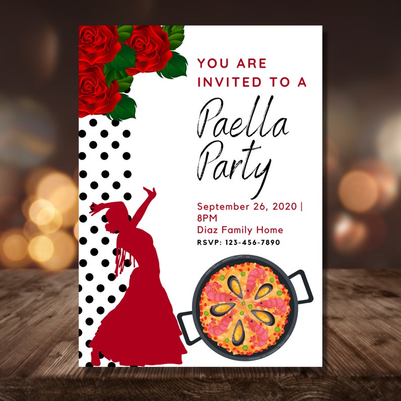 Paella Birthday Party Paella Party Invitation Spanish Paella - Etsy