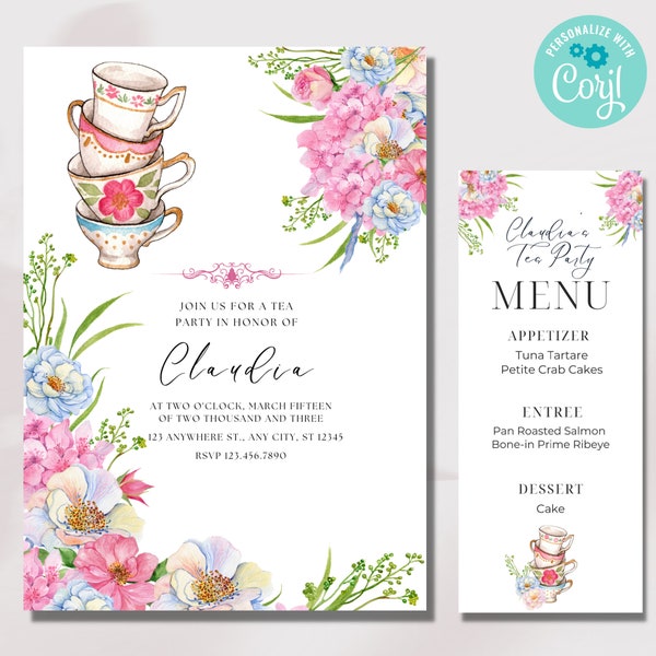 Tea Party Dinner Menu - Etsy