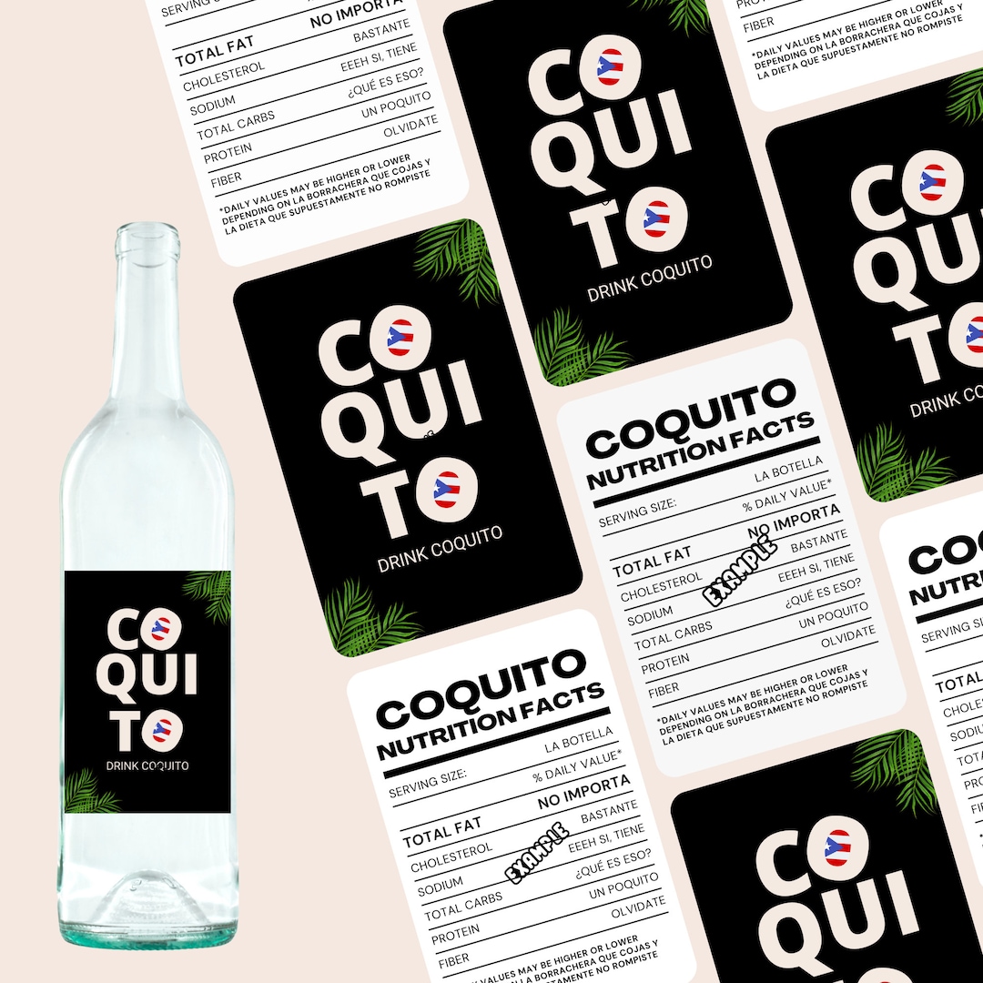 Coquito Labels, Holiday Gifts, Homemade Coquito Gifts, Coquito Drink ...