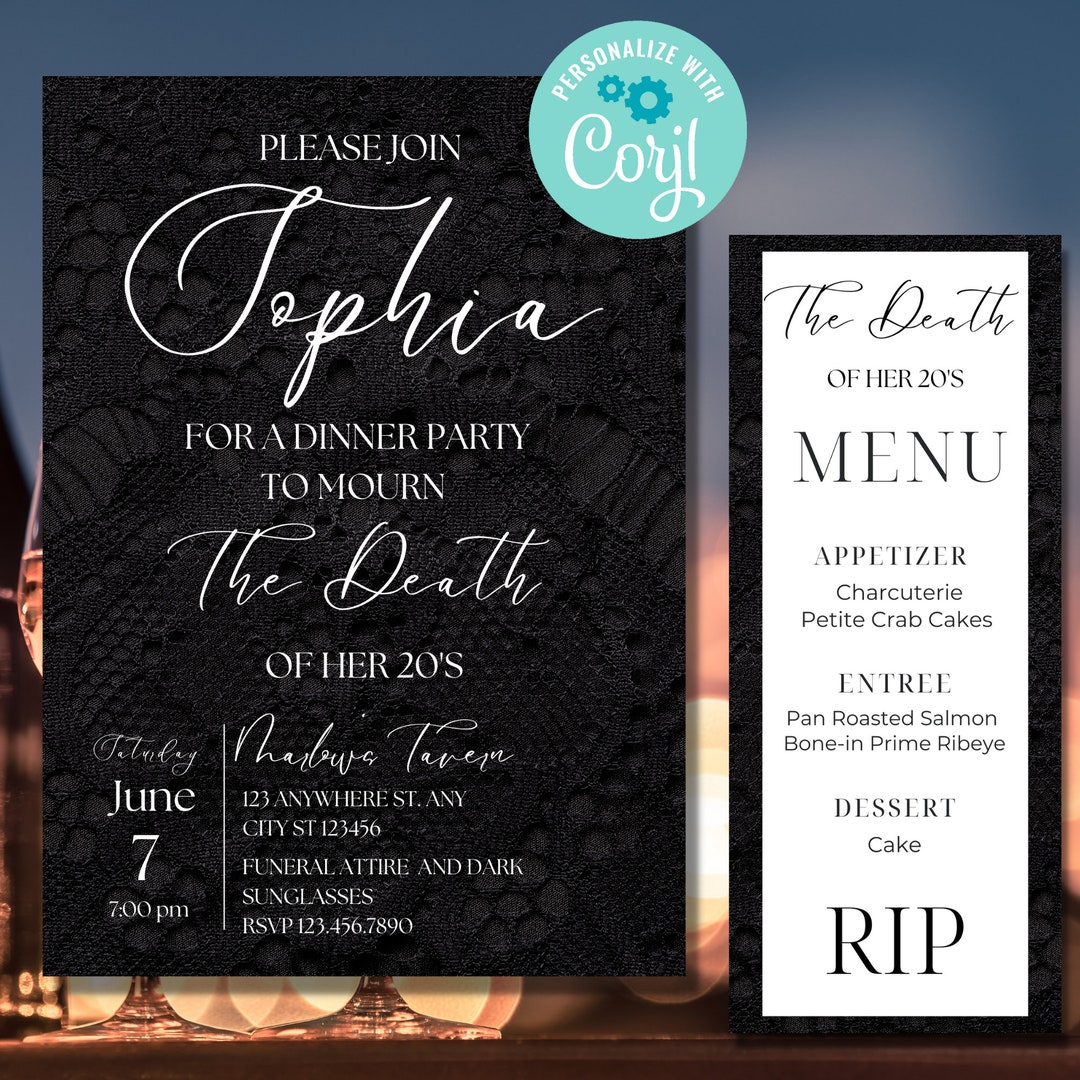 RIP Birthday Dinner Party Invitation, the Death of My 20's, the Death ...