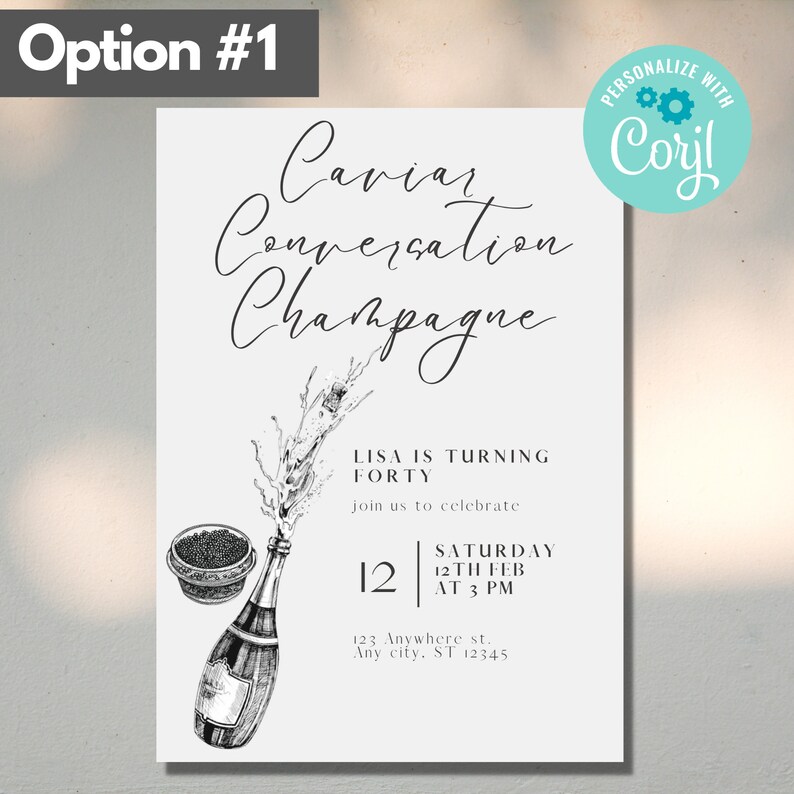 Caviar and Conversation Invitation Champagne and Conversation - Etsy