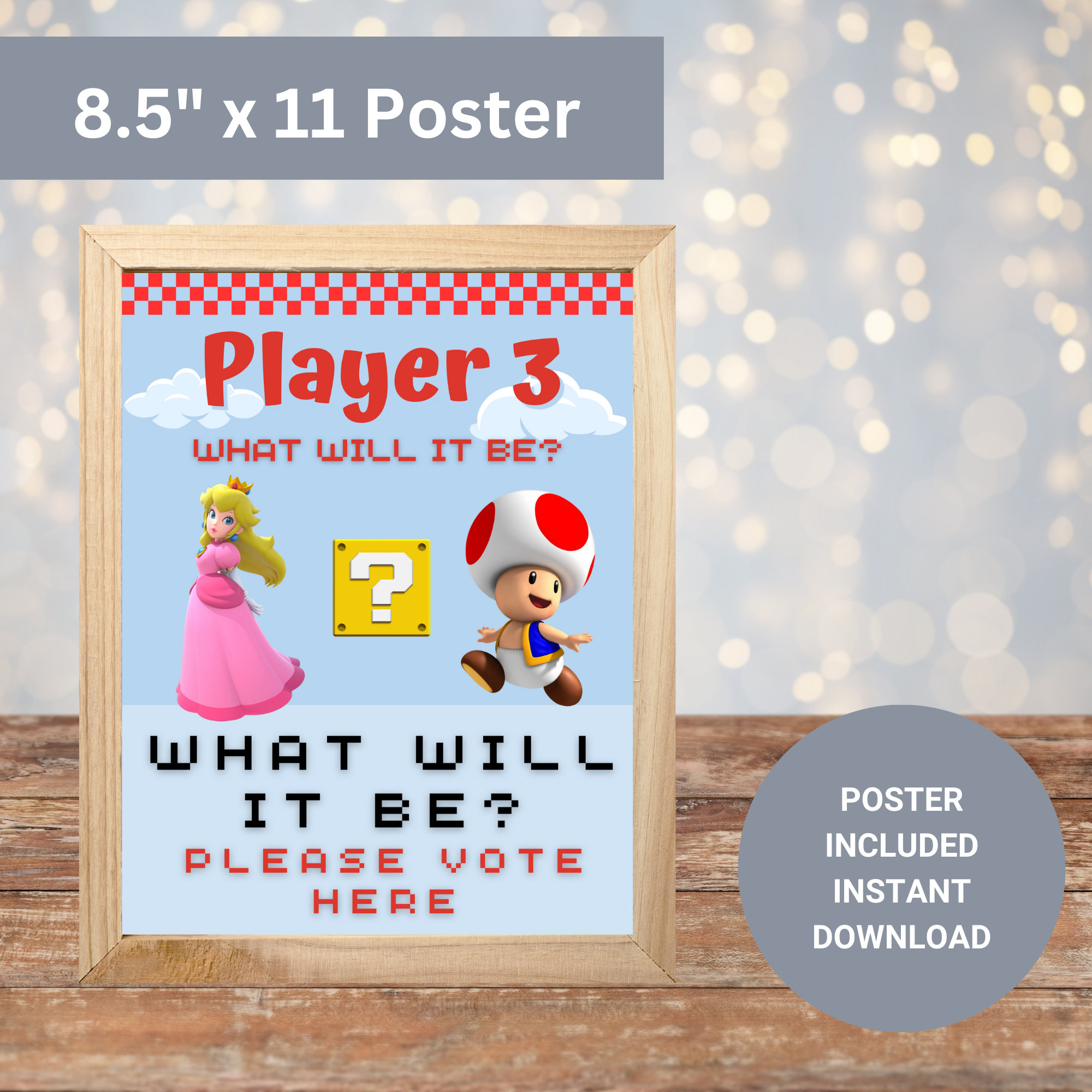 Mario and Princess Peach Gender Reveal Invitation Mario - Etsy