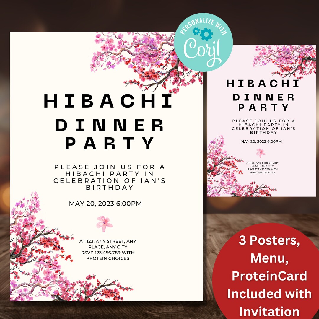 Hibachi Invitation, Hibachi Birthday, Hibachi Party, Hibachi Menu ...