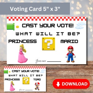 Mario and Princess Peach Gender Reveal Invitation, Mario Brothers ...