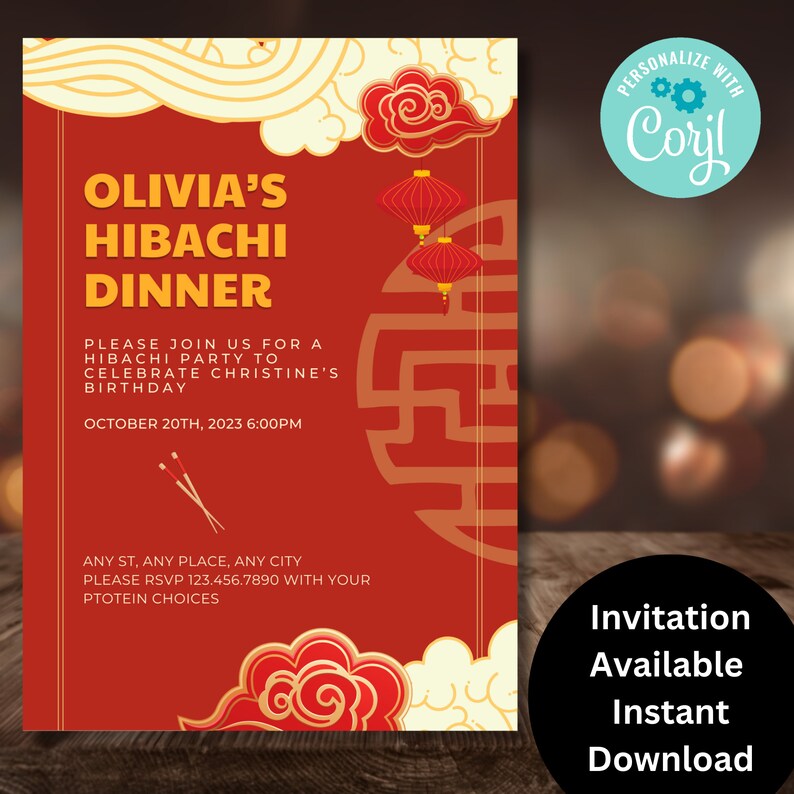 Hibachi Invitation, Hibachi Birthday, Japanese Restaurant Party ...