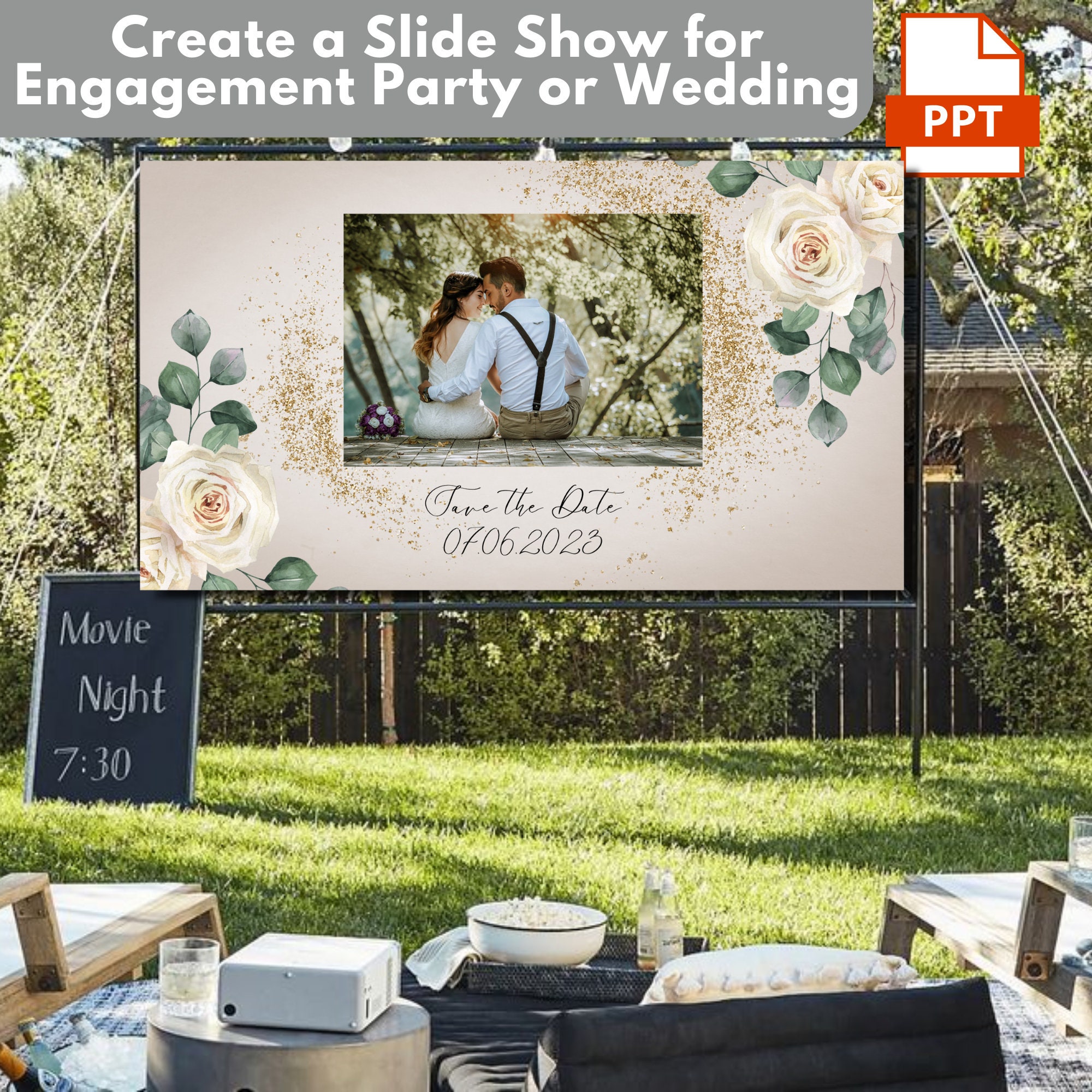 Engagement Powerpoint, Engagement Slideshow, Editable PPT, Wedding ...