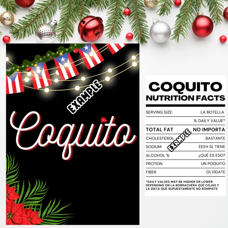 Coquito Labels, Holiday Gifts, Homemade Coquito Gifts, Coquito Drink ...