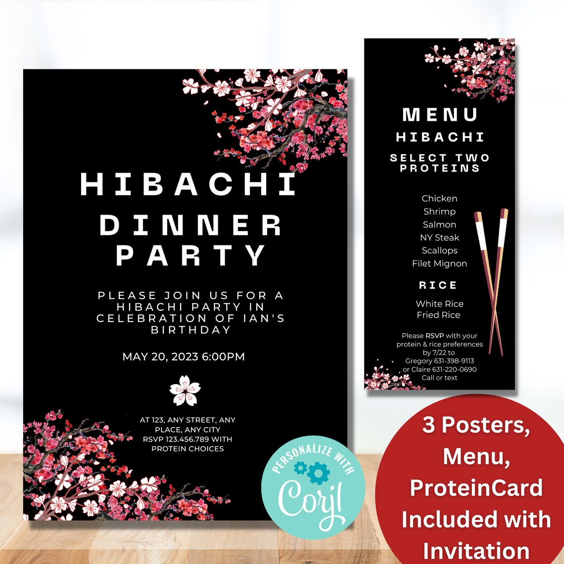 Hibachi Invitation Hibachi Birthday Japanese Restaurant - Etsy