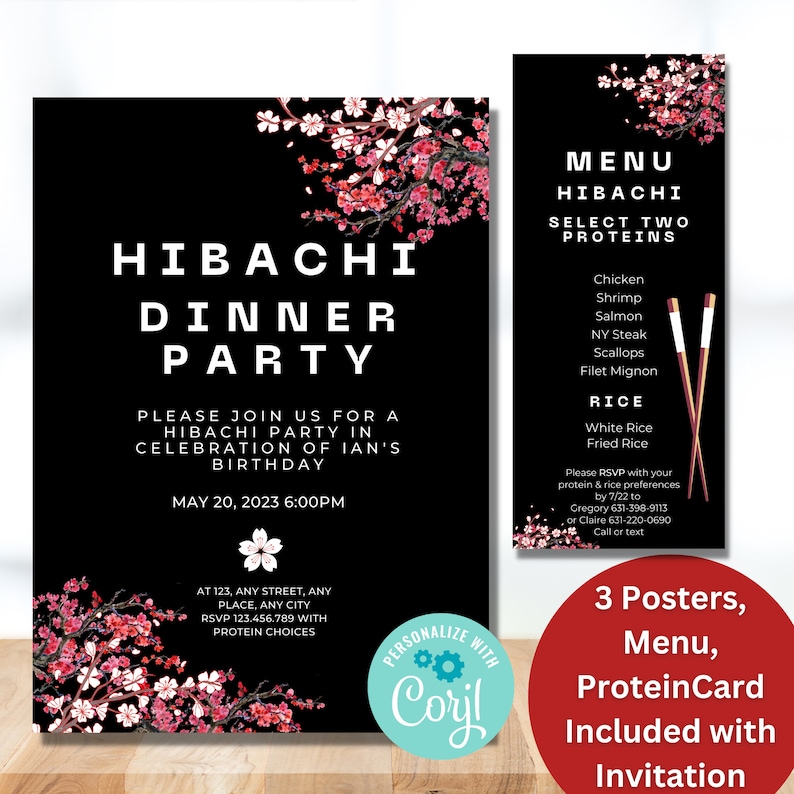 Hibachi Invitation, Hibachi Birthday, Japanese Restaurant Party ...