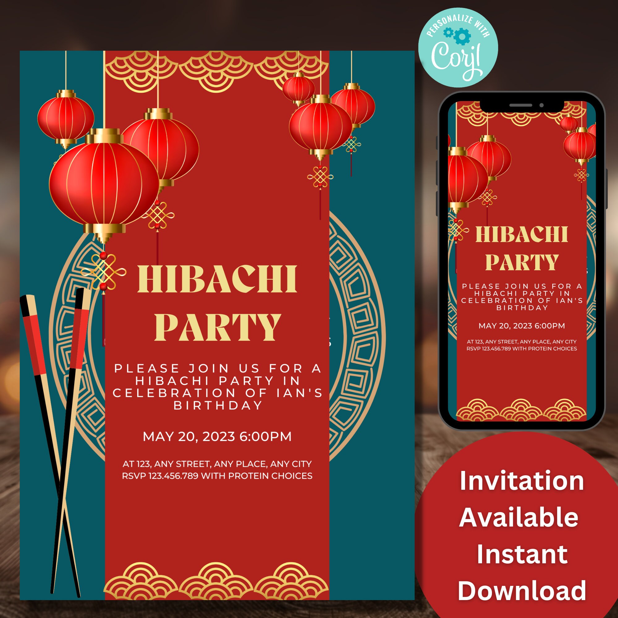 Hibachi Invitation Hibachi Birthday Japanese Restaurant - Etsy