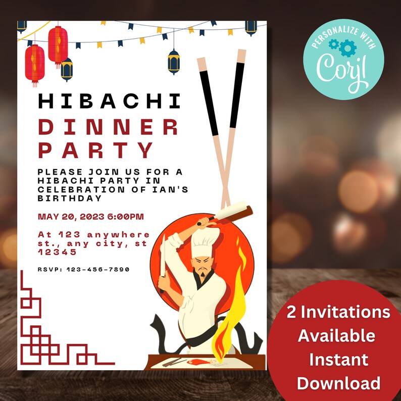 Hibachi Invitation, Hibachi Birthday, Japanese Restaurant Party ...