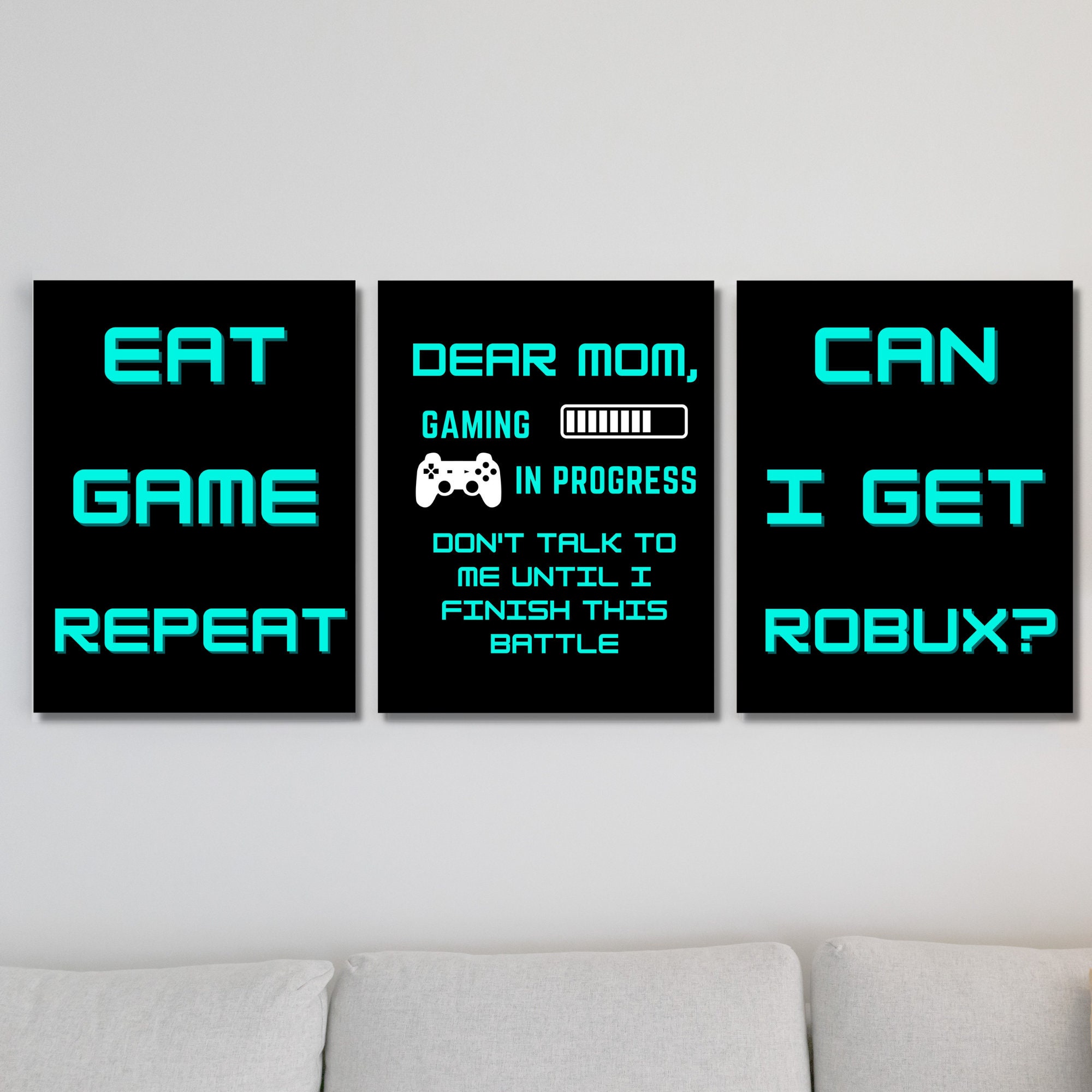 Gaming Wall Art Set of 3 in Two Colors, Video Game Wall Art, Video Game ...