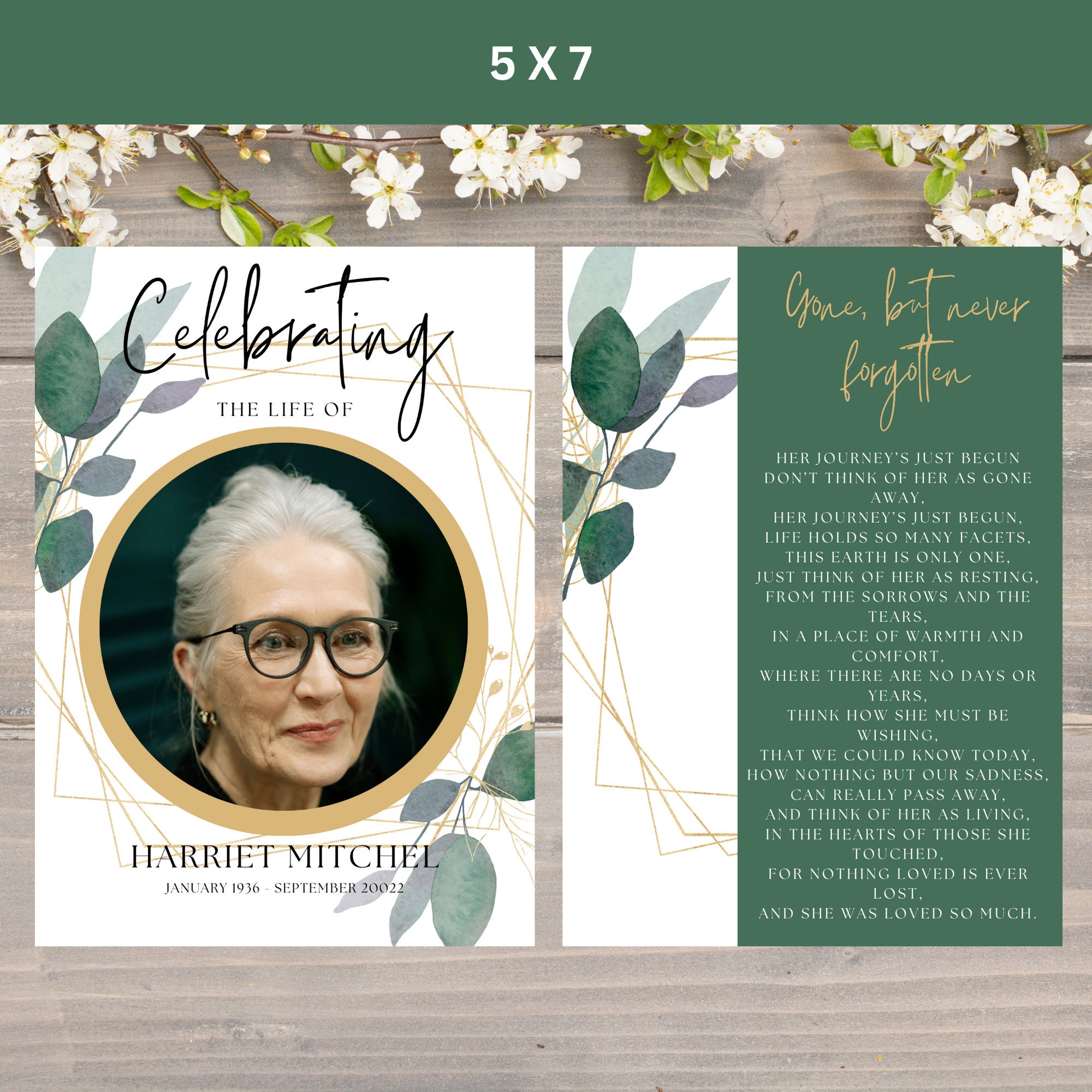 Editable Funeral Prayer Card Template Printable Memorial - Etsy