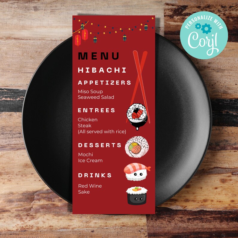 Hibachi Menu Hibachi Protein Choices Hibachi Choice Card - Etsy