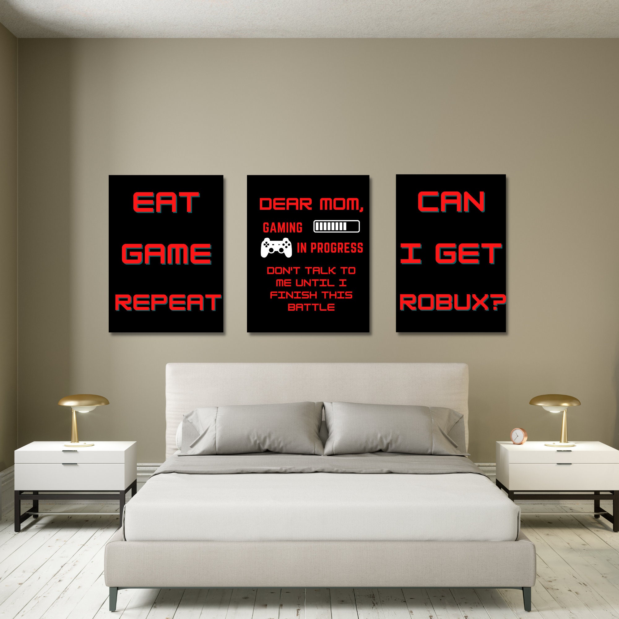 Gaming Wall Art Set of 3 in Two Colors, Video Game Wall Art, Video Game ...