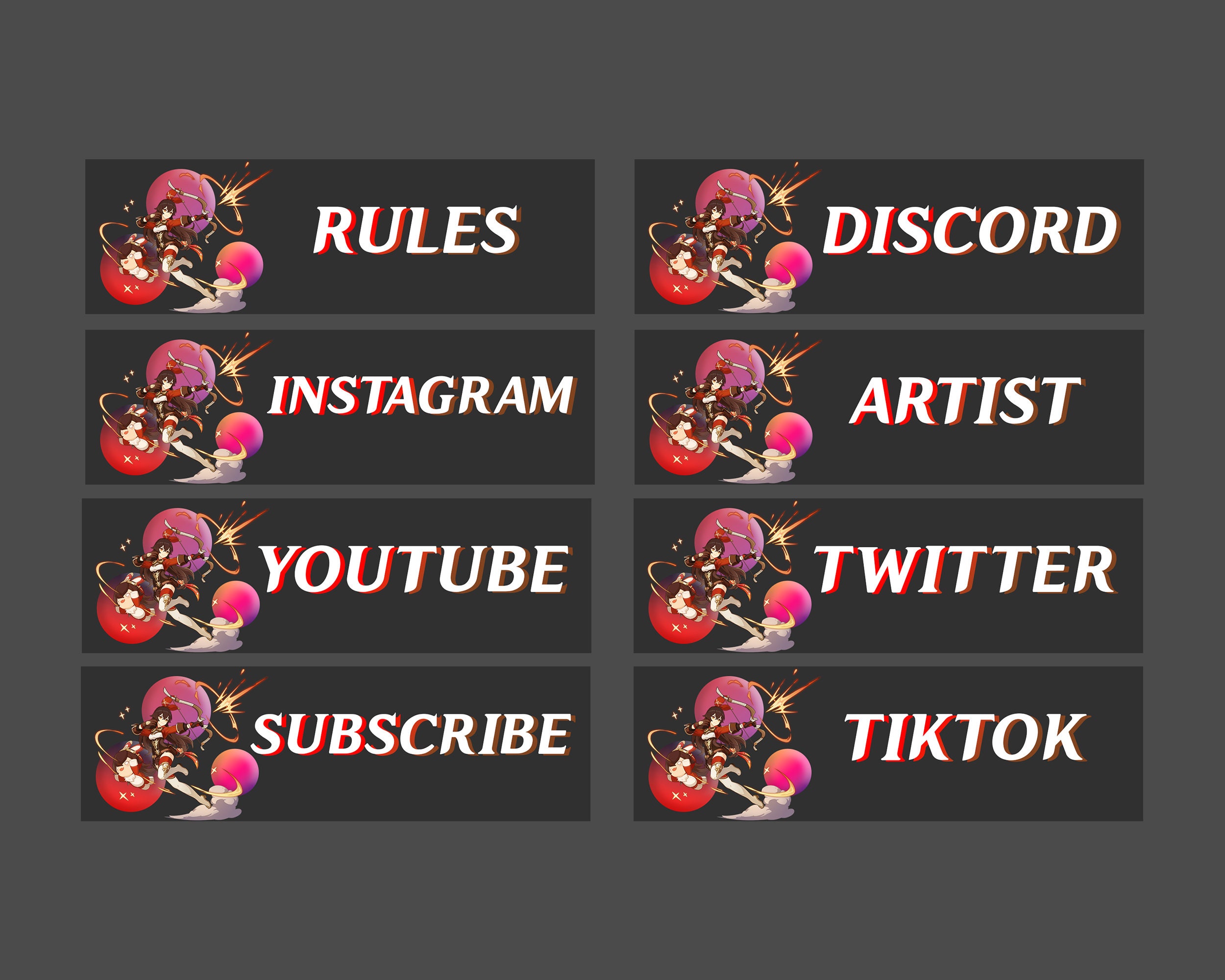 Amber Stream Pack, Anime Overlay, Black, Red, Overlay Pack, Twitch ...