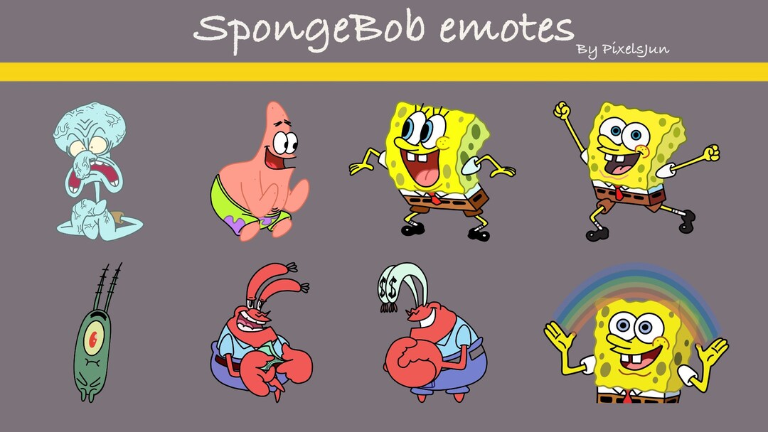 Twitch Emotes Pack, Yellow Sponge, Bob, Patrick - Etsy