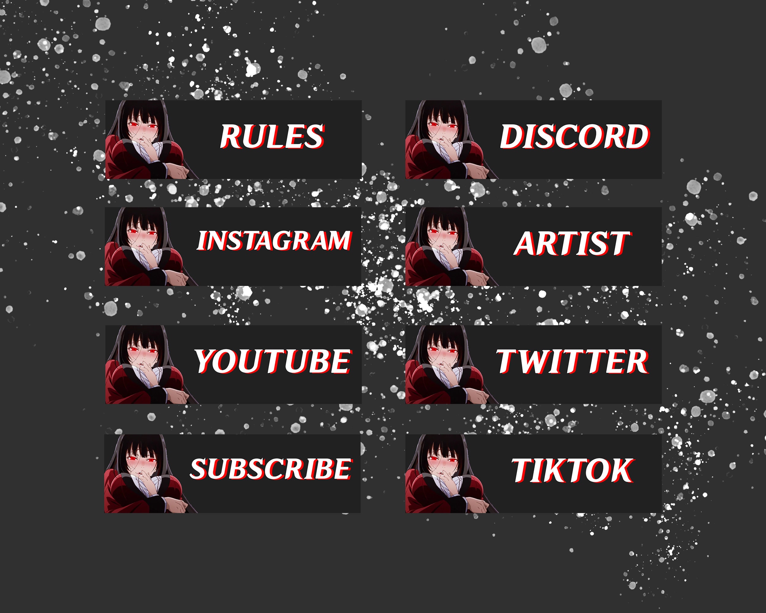 Jabami Yumeko Stream Pack, Anime, Anime Pack, Stream Overlay, Dark ...