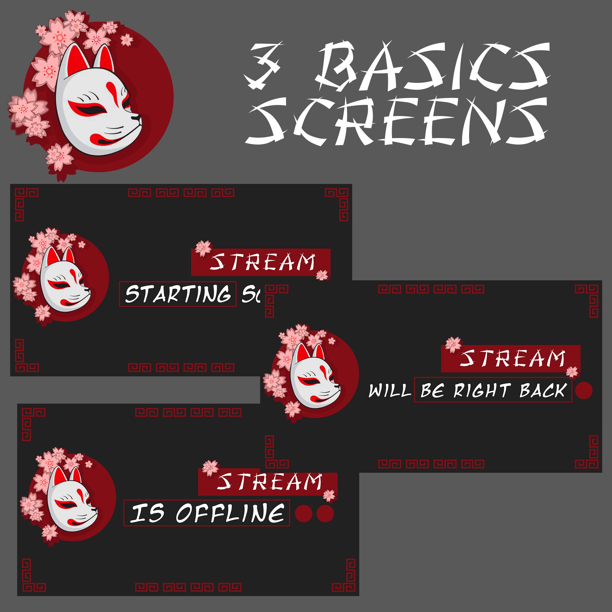 Kitsune Mask Stream Package, Cute Stream Pack, Stream Pack for Twitch ...