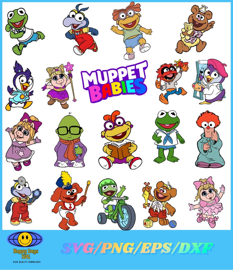 Muppet Babies SVG, Bundle Cut Files for Cricut and Silhouette, Muppets, Svg, Dxf, Eps, Pdf, Png ...