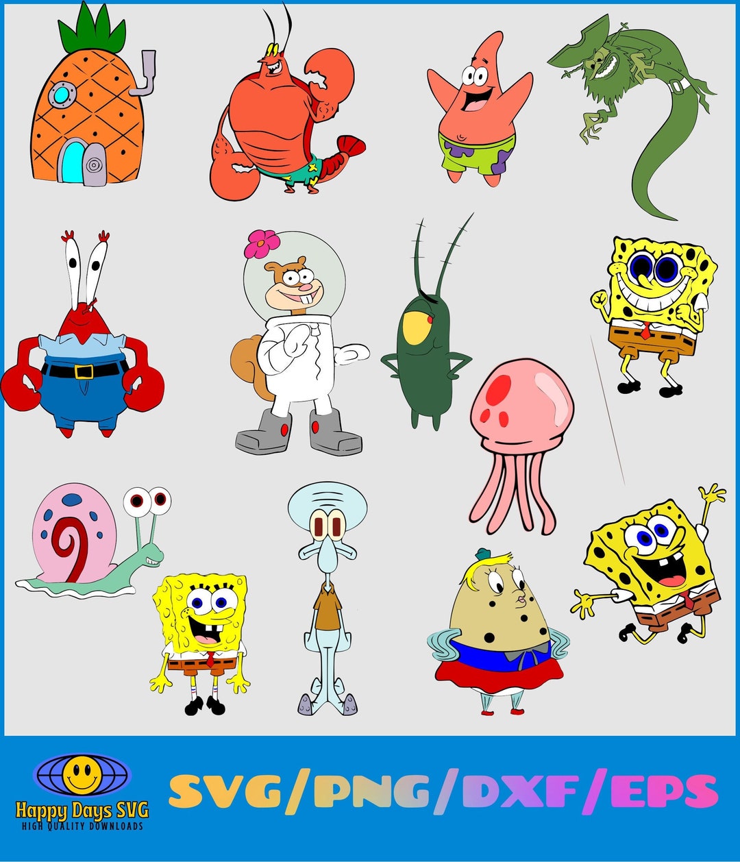 Spongebob Svg Bundle, Spongebob Svg,gary Svg, Squidward Svg, Patrick ...