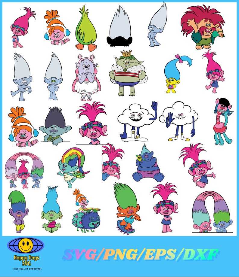 Trolls Clipart Bundle, Trolls Svg Cut Files for Cricut / Silhouette ...