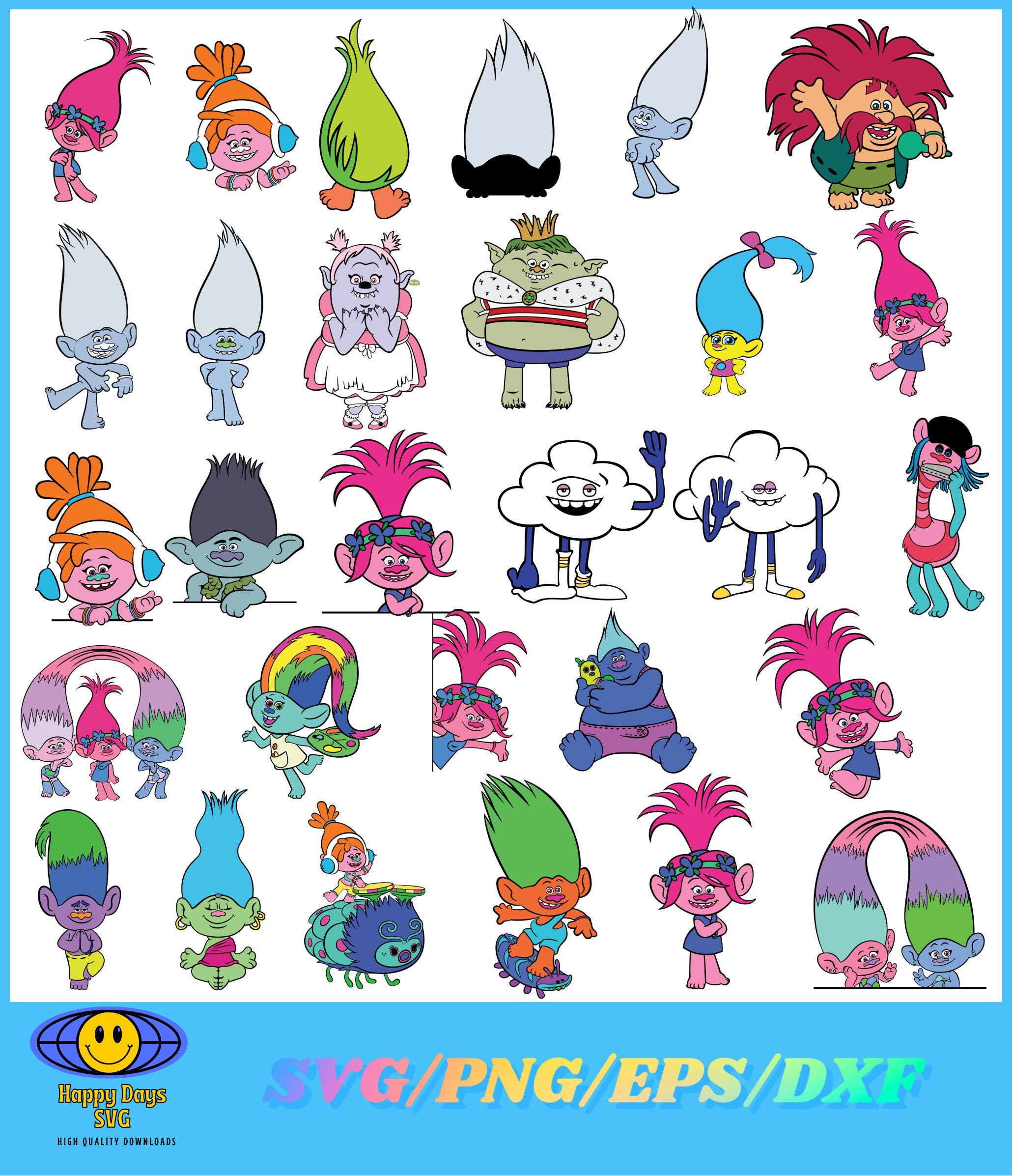 Trolls Clipart Bundle, Trolls Svg Cut Files for Cricut / Silhouette ...