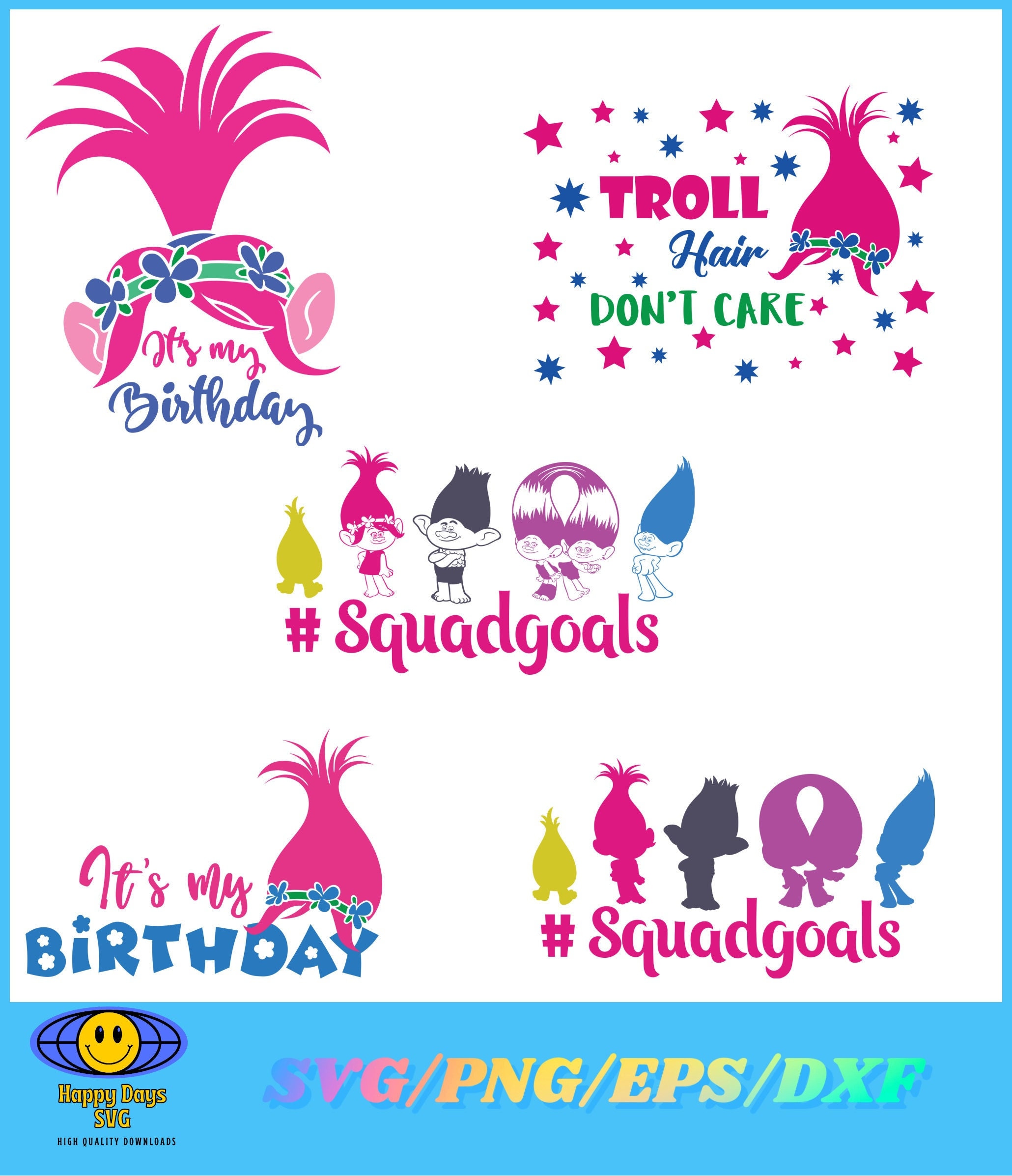 Trolls Clipart Bundle, Trolls Svg Cut Files for Cricut / Silhouette ...