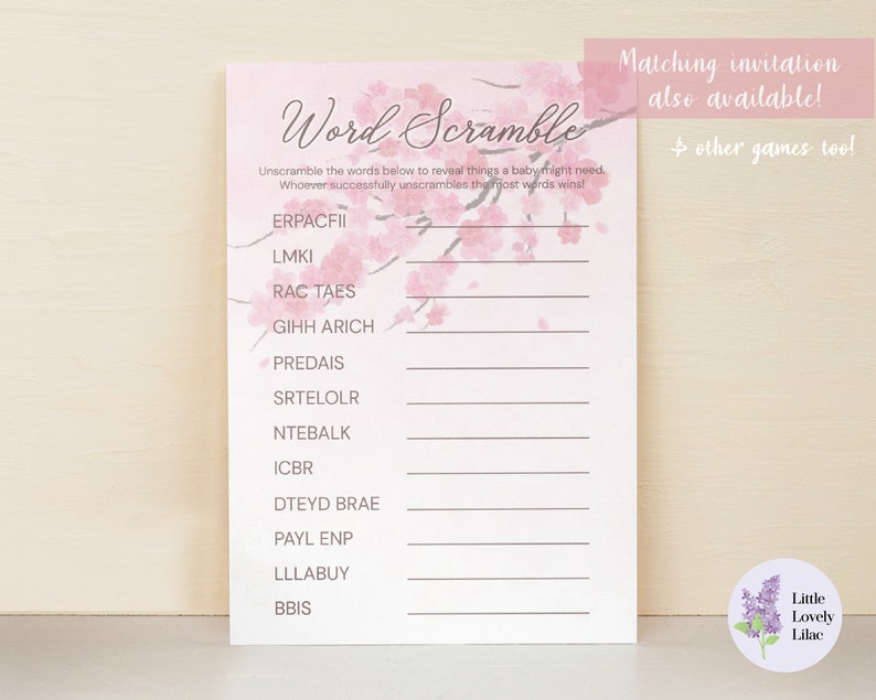 Baby Shower Game Printable Baby Shower Game Pink Baby Shower Game Baby ...