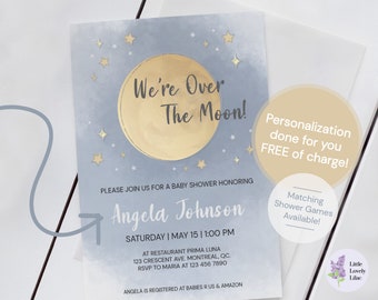 Blue Stars and Moon Baby Shower Invitation - Etsy
