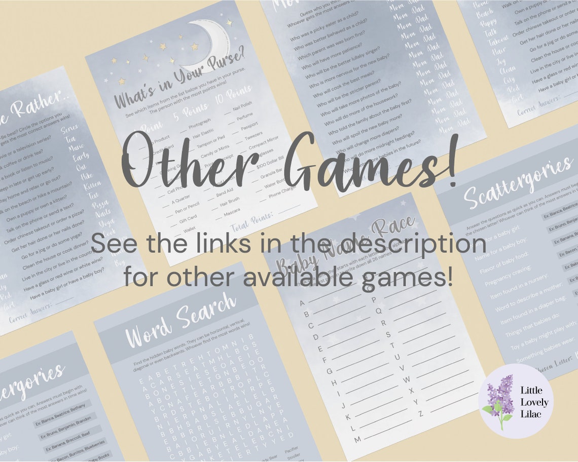 Baby Shower Game Printable Baby Shower Game Blue Baby Shower Game Baby ...