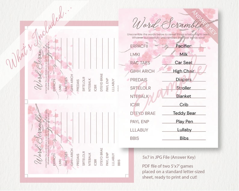 Baby Shower Game Printable Baby Shower Game Pink Baby Shower Game Baby ...