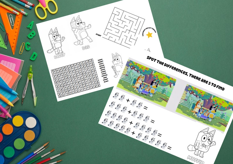 2 Printable Kids Activity Sheets Character Themed Instant Digital ...