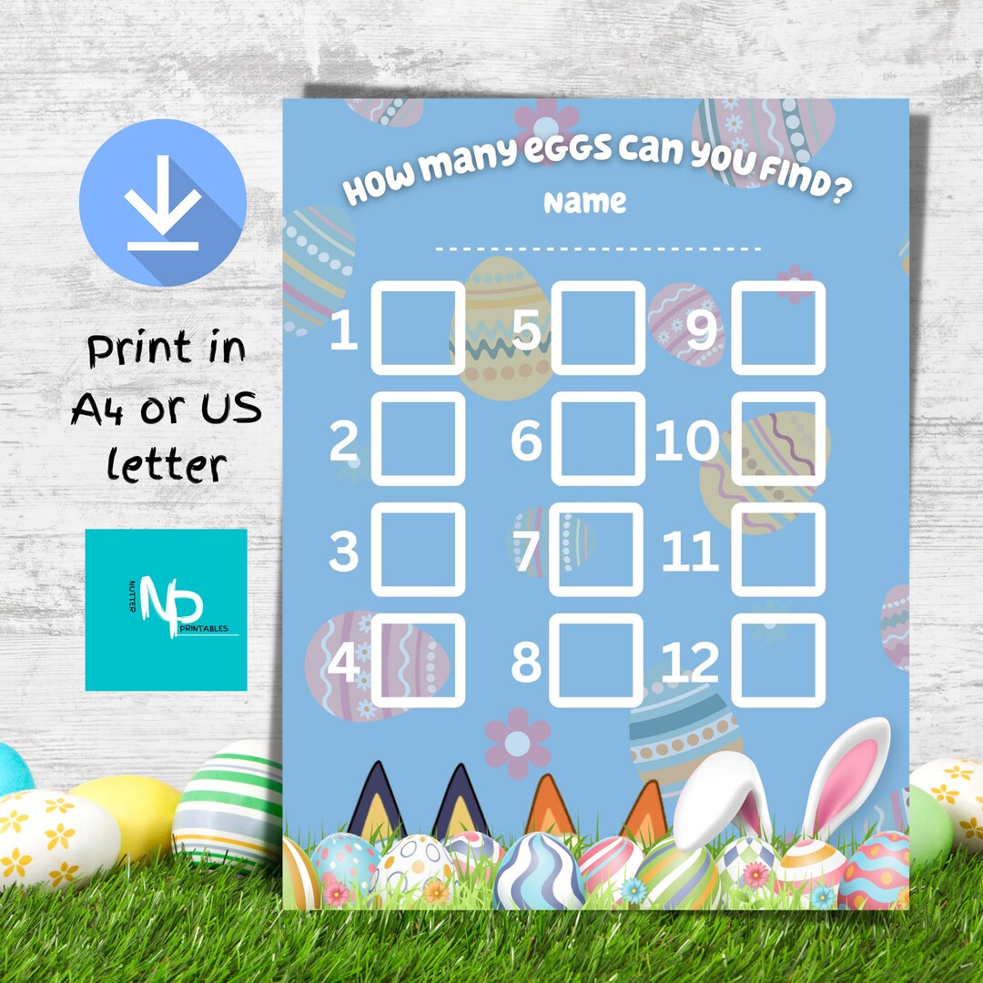 Easter Egg Scavenger Hunt Score Card Bluey Themed Printable Instantly ...