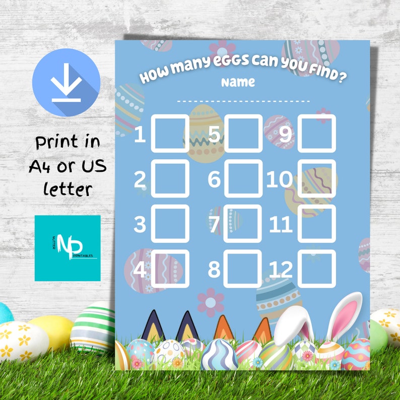 Easter Egg Scavenger Hunt Score Card Bluey Themed Printable - Etsy