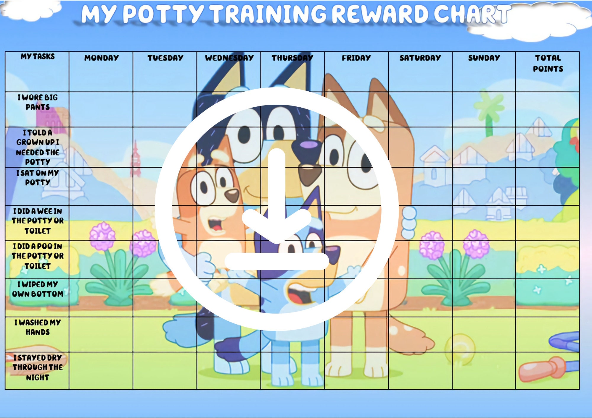 Printable Potty Training Chart Digital Download Blue (Download Now) - Etsy