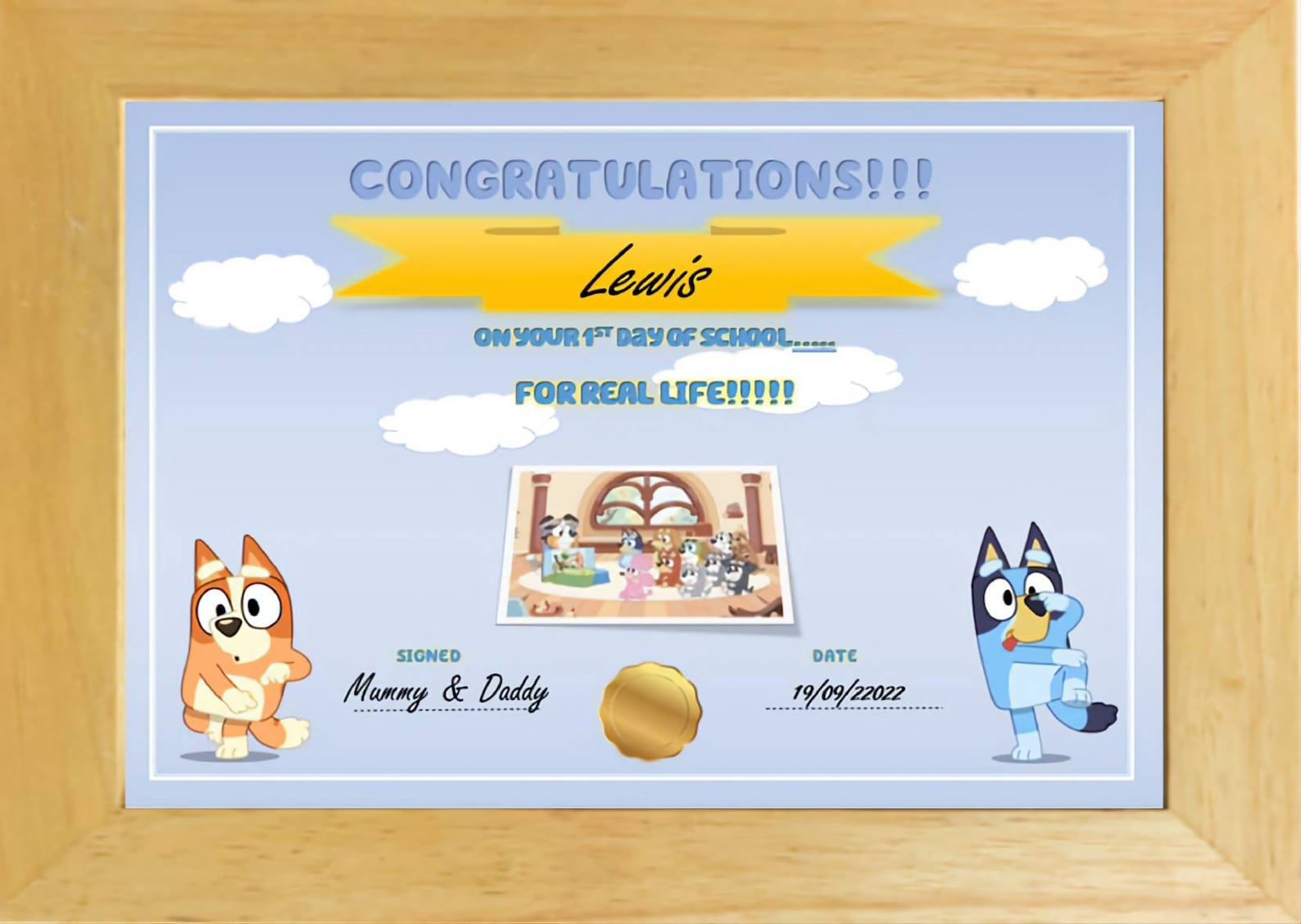 Bluey A4 Printable Certificate Landscape Bluey Bingo 1st Day - Etsy