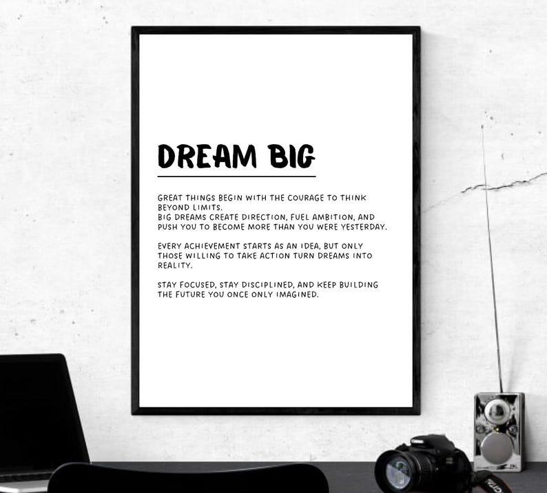 Dream Big | Motivational Post, Inspirational Success Poster, Motivation ...