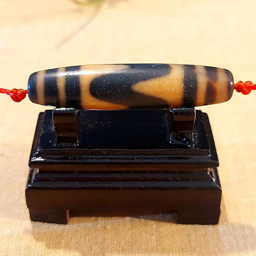 Special Pattern Ivory Tiger Teeth Tibetan Old Agate Dzi Bead (53mm X ...