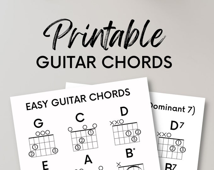 Guitar Chord Flash Cards for Beginners Printable at Home on Standard US ...