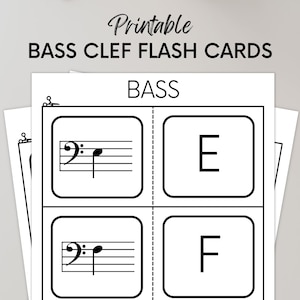 Bass Clef Music Note Flashcards: Beginner Music Students (PDF) - Etsy