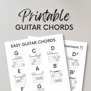 Guitar Chord Charts for Beginners Printable at Home on Standard U.S ...