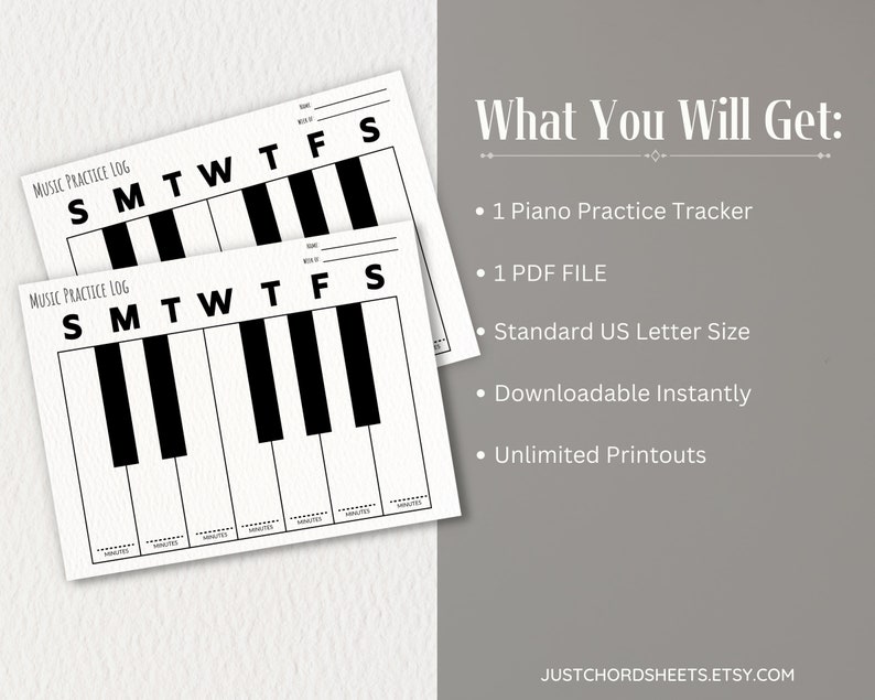 Piano Practice Chart: Fun Music Education Tracker (PDF Download) - Etsy