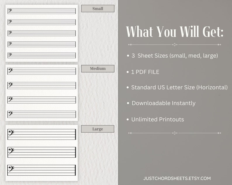 Printable Large Print Blank Sheet Music Bass Clef Manuscript Paper ...