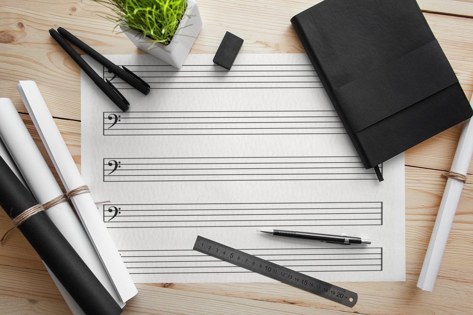 Printable Large Print Blank Sheet Music Bass Clef Manuscript Paper ...