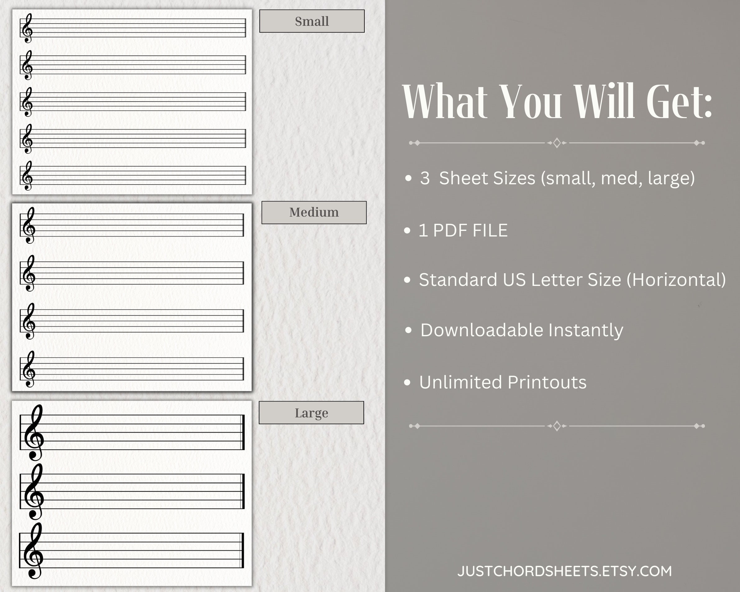 Printable Large Print Blank Sheet Music Treble Clef Manuscript Paper ...