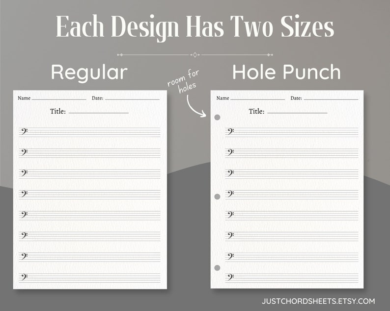 Blank Bass Clef Notation Sheets Music Printable PDF Instant Download ...