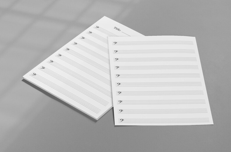 Printable Blank Bass Clef Sheet Music Notation Sheets Staff Stave Print ...