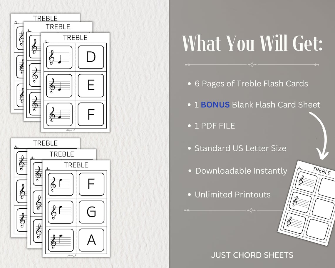 Treble Clef Flash Cards for Beginner Musicians Who Want to Learn Music ...