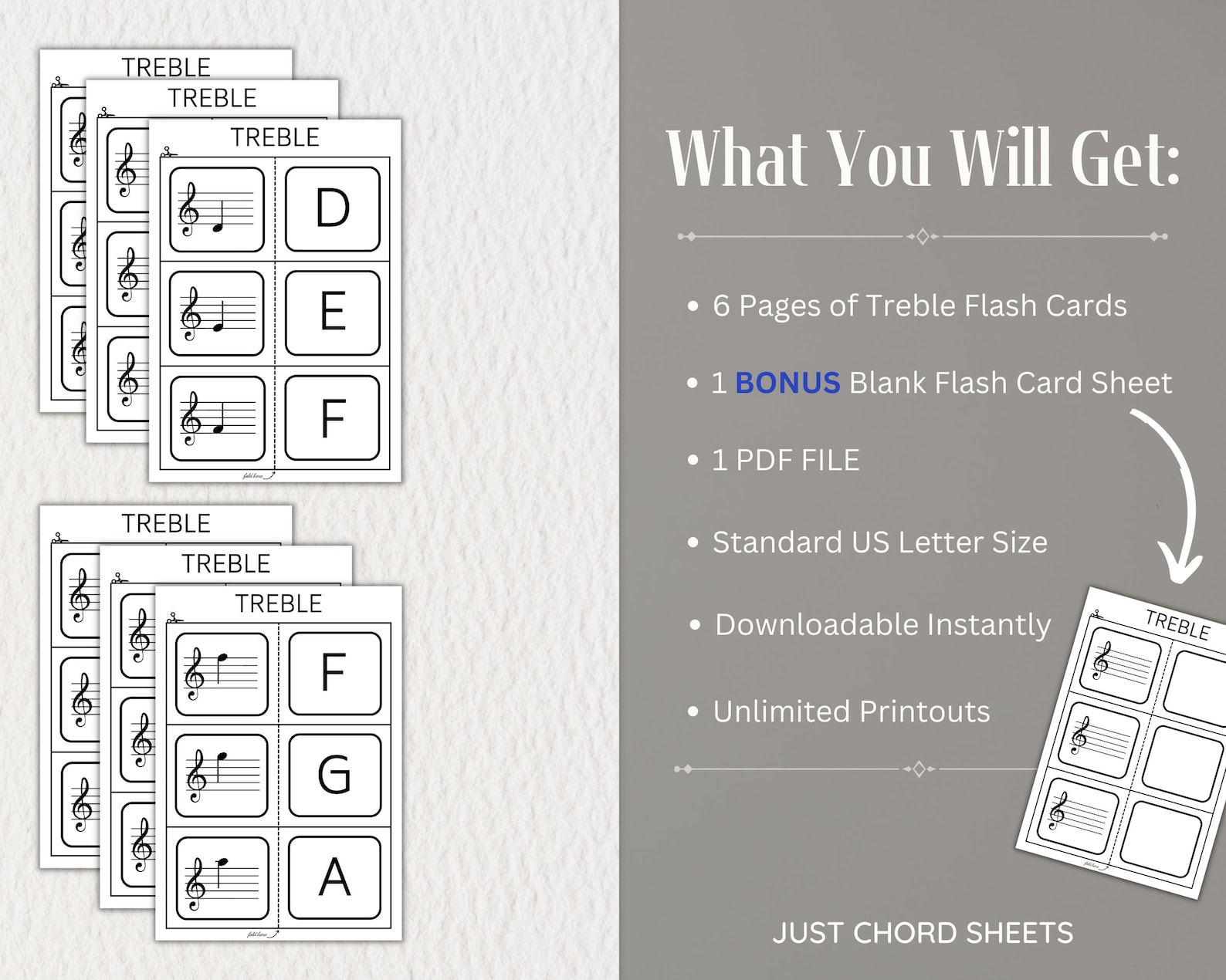 Treble Clef Flash Cards: Beginner Music Theory (printable PDF) - Etsy